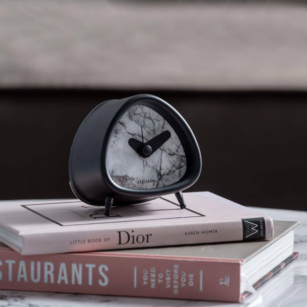 Triangular Mini Alarm Clock - White Marble - epoirf Triangular Mini Alarm Clock - White Marble - epoirf